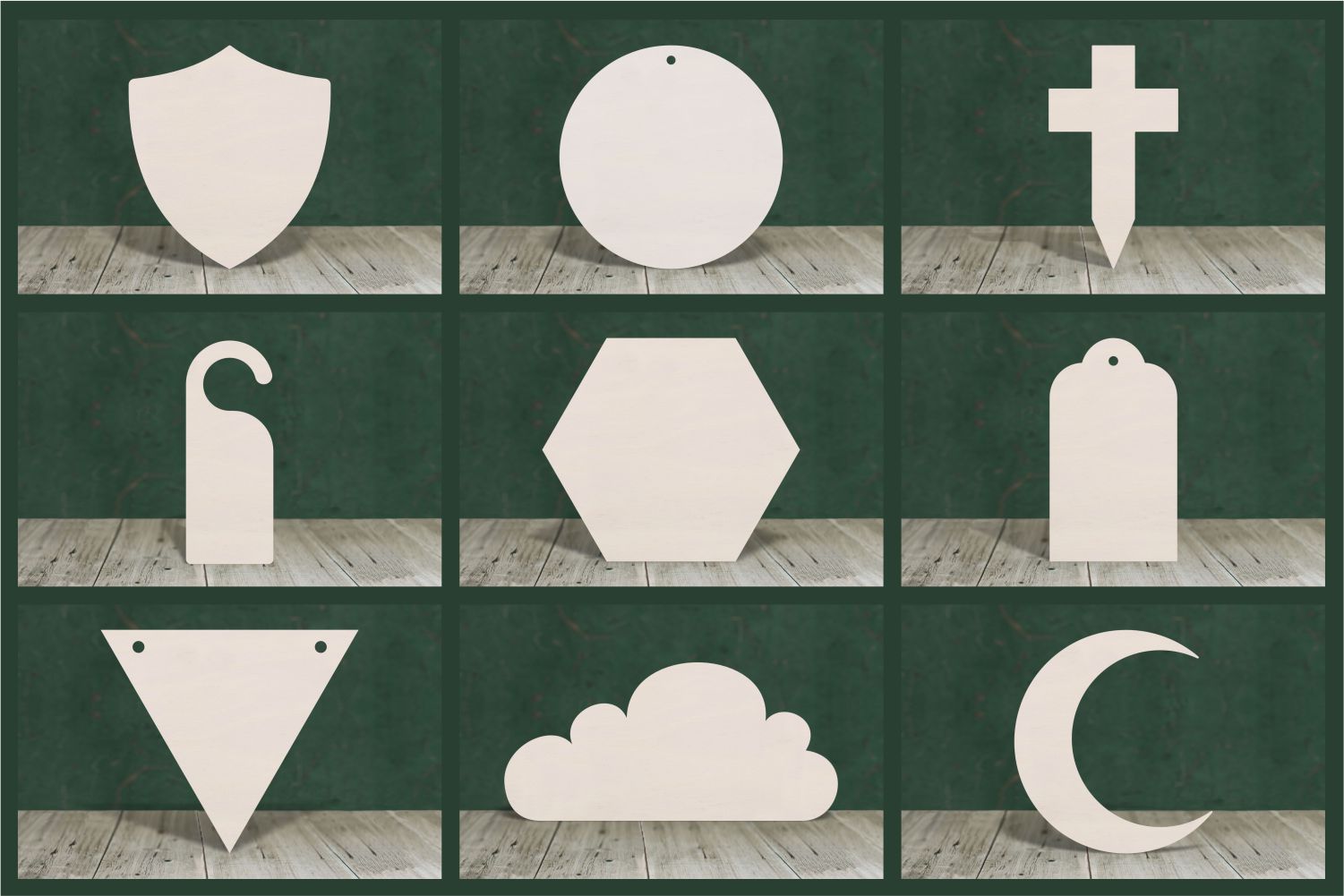 Wooden Basic craft shapes cut from 4mm thick plywood