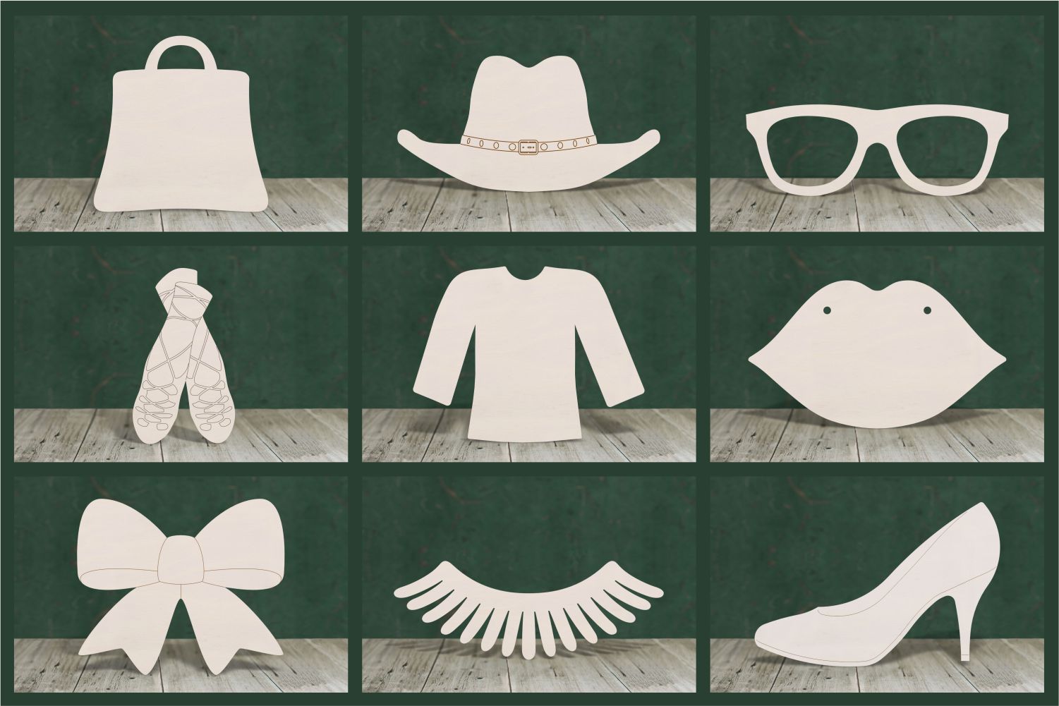 Wooden craft shapes with a clothes and Fashion theme - 4mm thick plywood