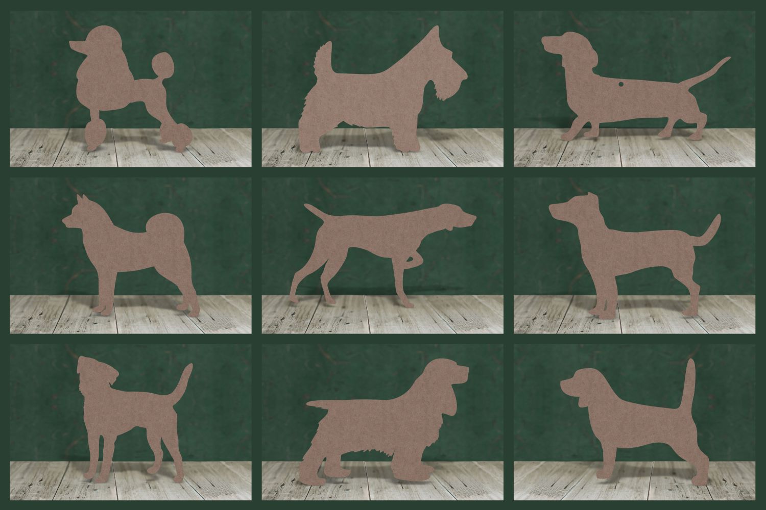 Dog shaped craft blanks and cut-outs - 2mm thick MDF