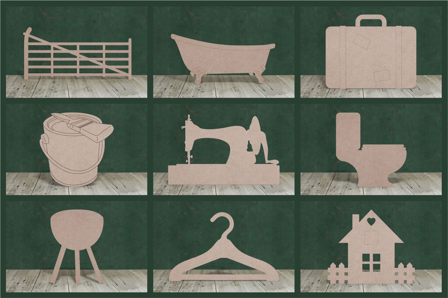 House and home themed blanks for craft - 3mm thick MDF shapes