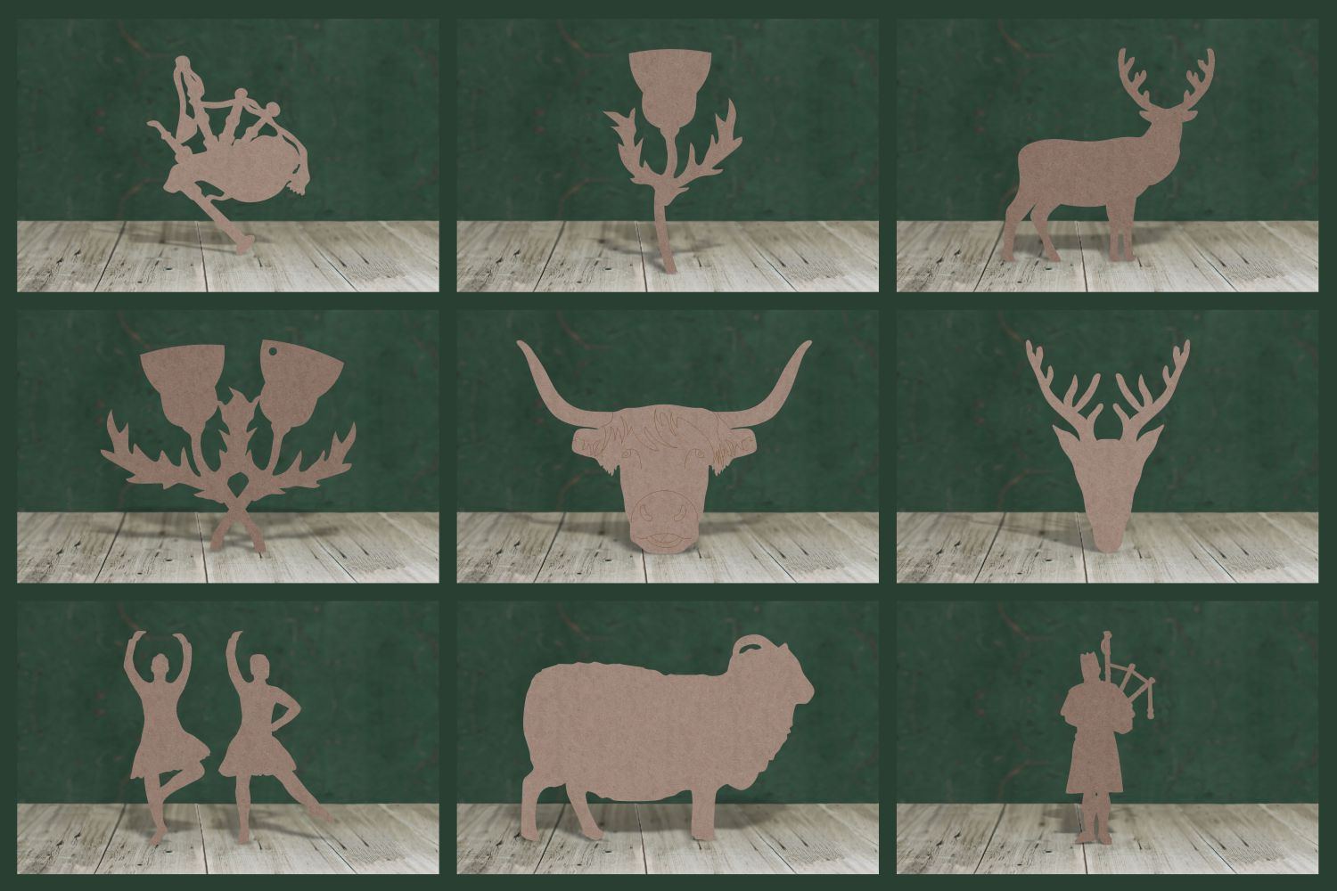 Scottish shapes and craft blanks cut-out from 2mm thick MDF