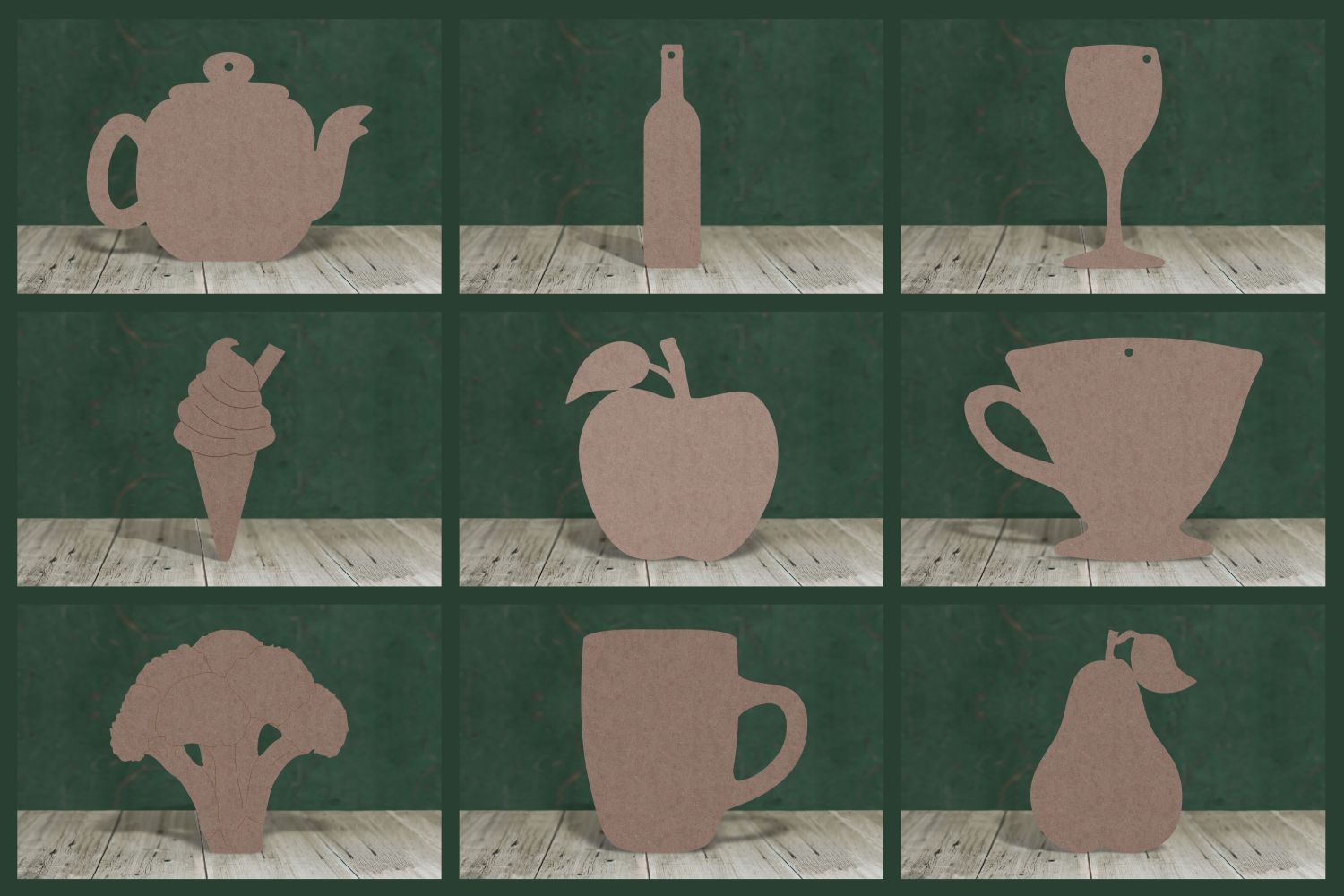 Food and drink themed craft blanks and shapes - 2mm thick MDF