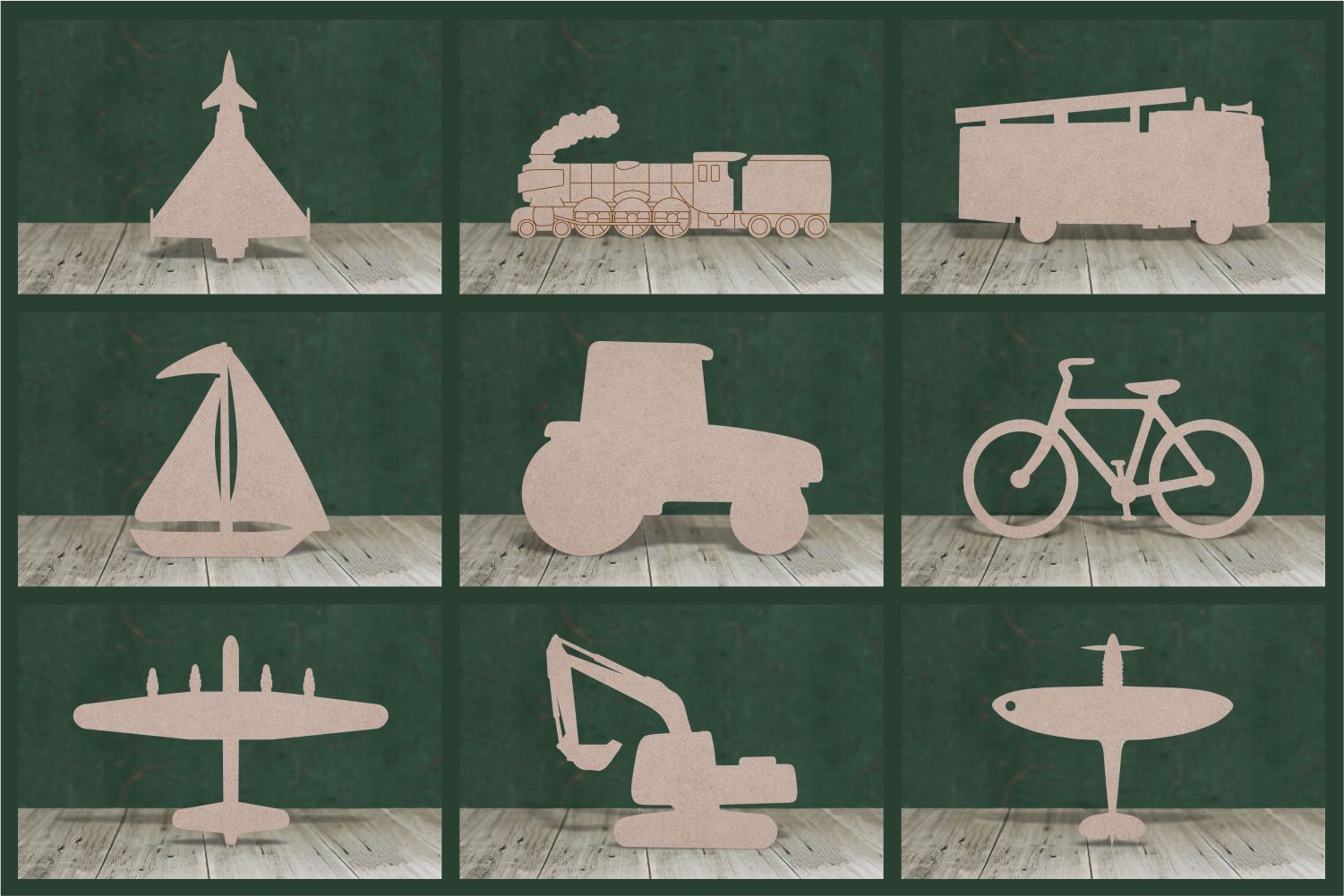 Vehicles and Transport inspired craft shapes - 3mm MDF – Emmc craft Shapes