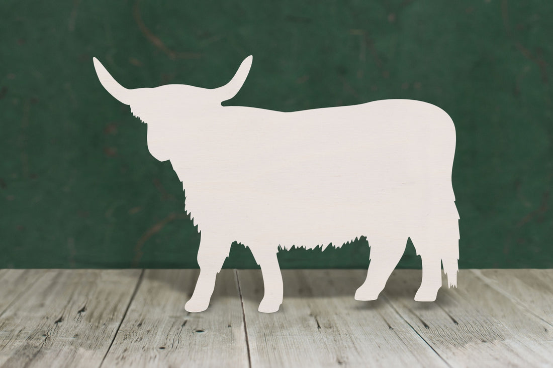 Wooden Scottish highland cow shape - full side view - blank 4mm thick ...