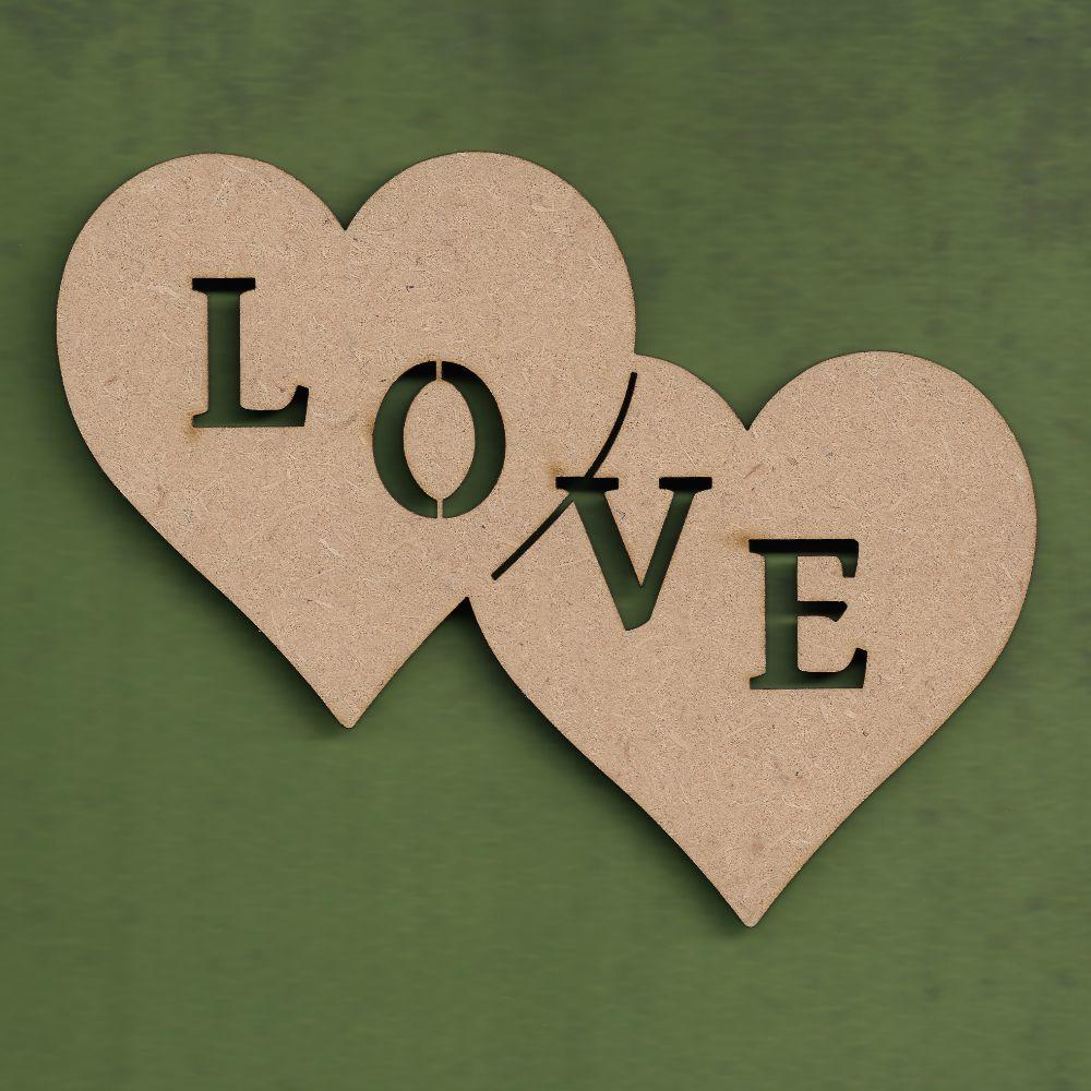 MDF Double heart with "love" cutout – Emmc craft Shapes